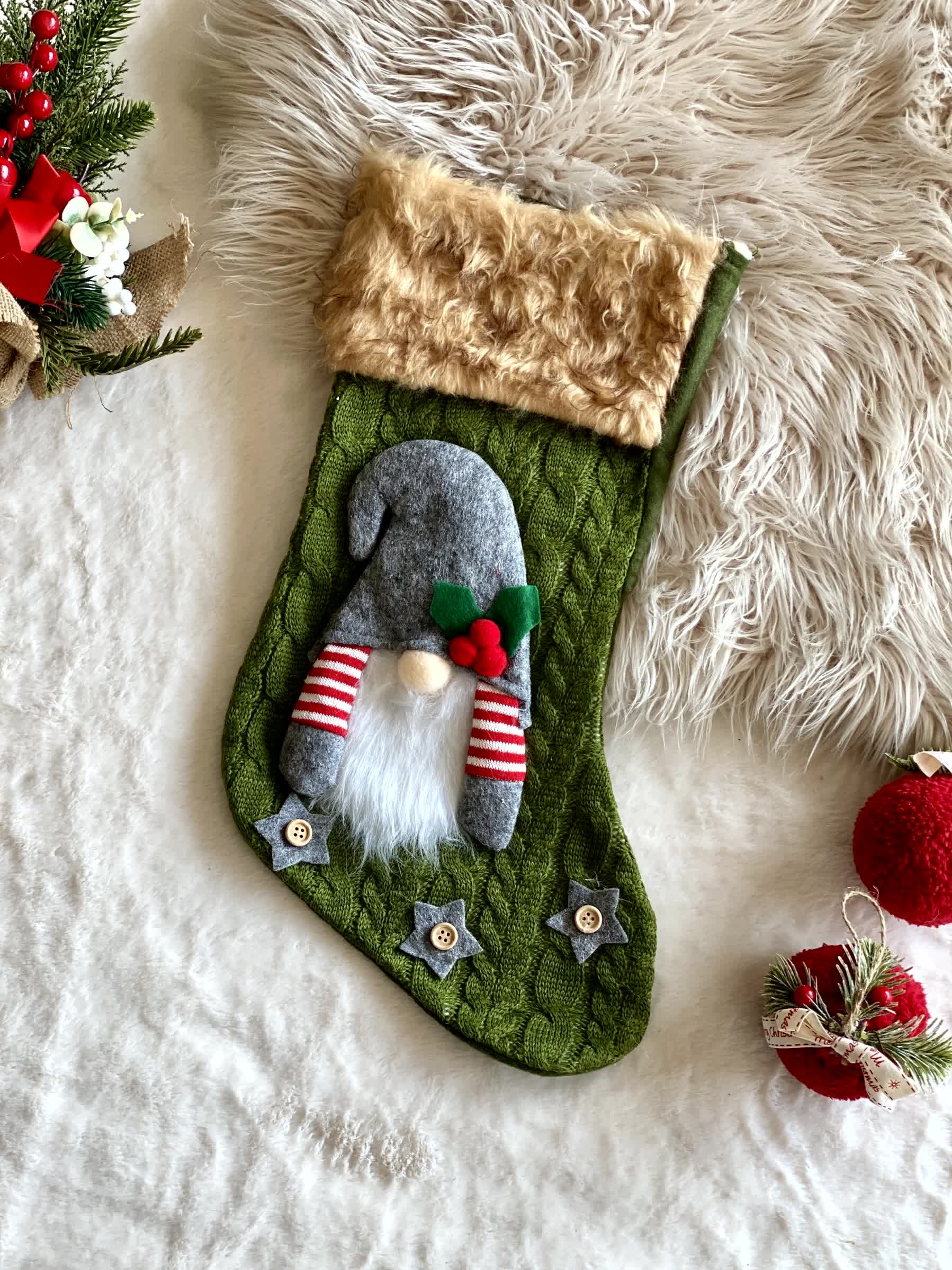 Christmas Green Stocking – Mason Home